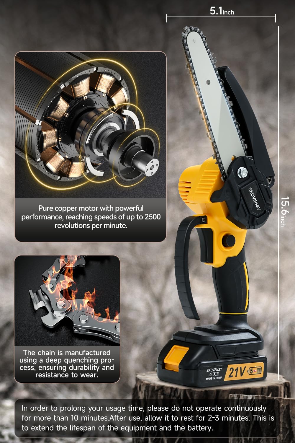 Snapklik.com : Mini Chainsaw, 6 Inch Cordless Mini Chainsaw, Portable ...