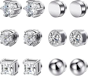 Amazon.com: NEWITIN 6 Pairs Stainless Steel Magnetic Nose Stud Rings ...