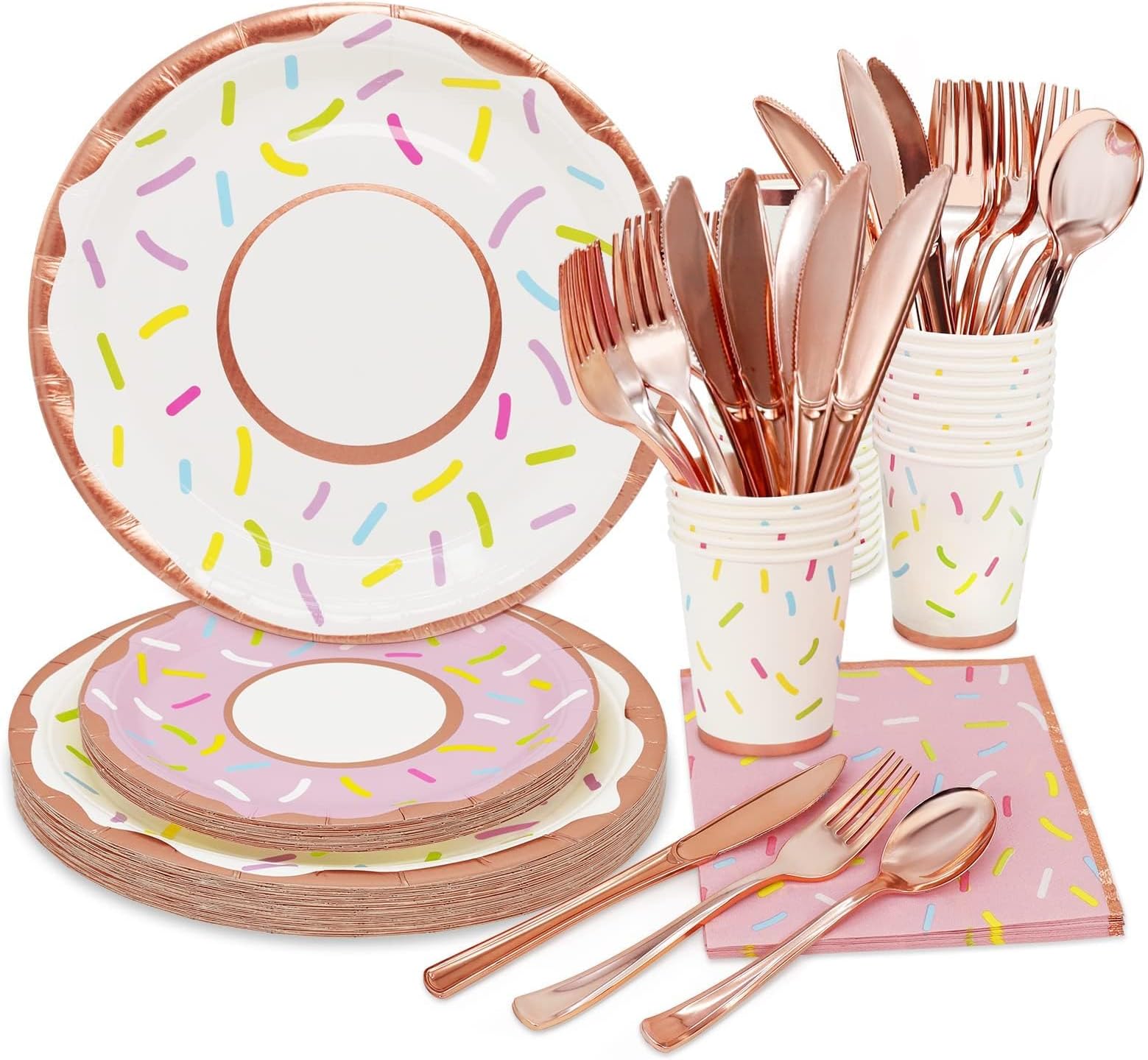 Amazon.com: 96 Pcs Donut Plates and Napkins Party Supplies Donut ...