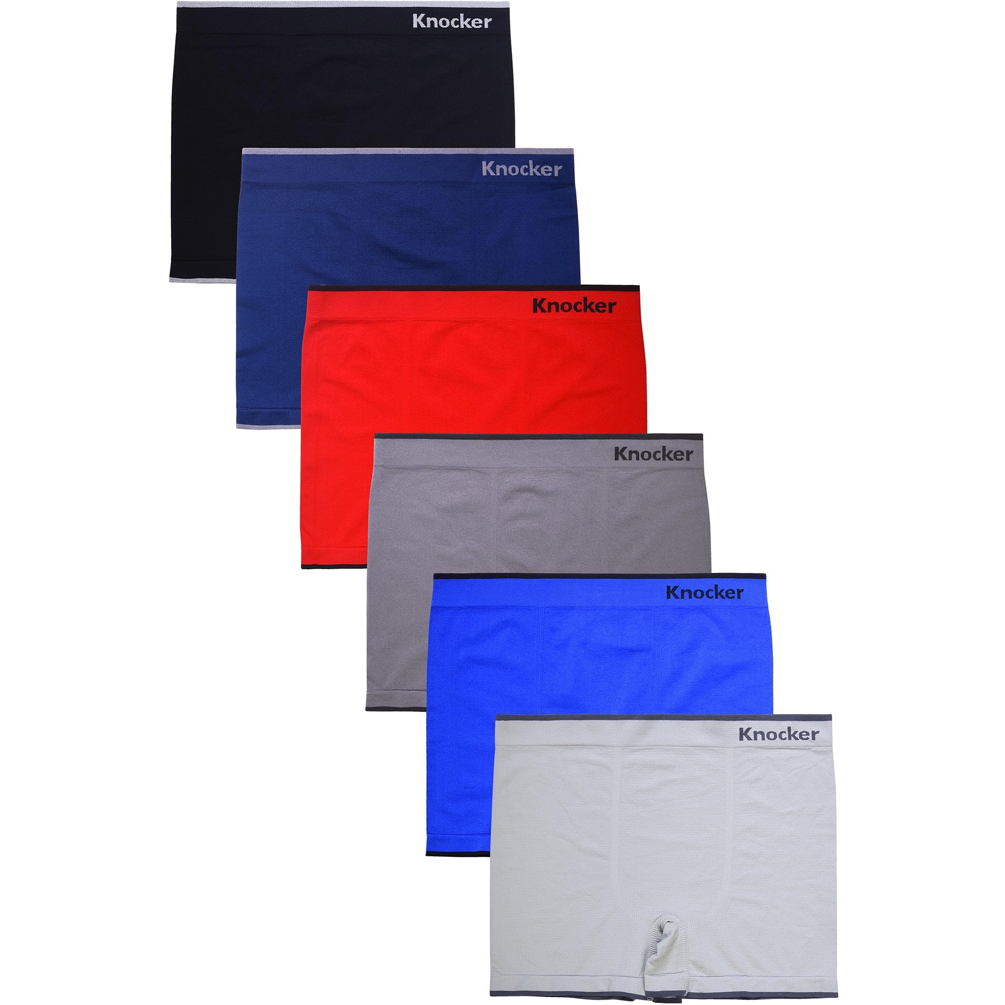Knocker Men's Seamless Boxer Brief Stretchable Underwear 6 pcs ...