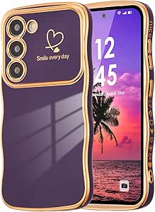 Amazon.com: DEFBSC Case for Samsung Galaxy S22 Plus Case, Curly Wave Shape Plating Frame Cute ...