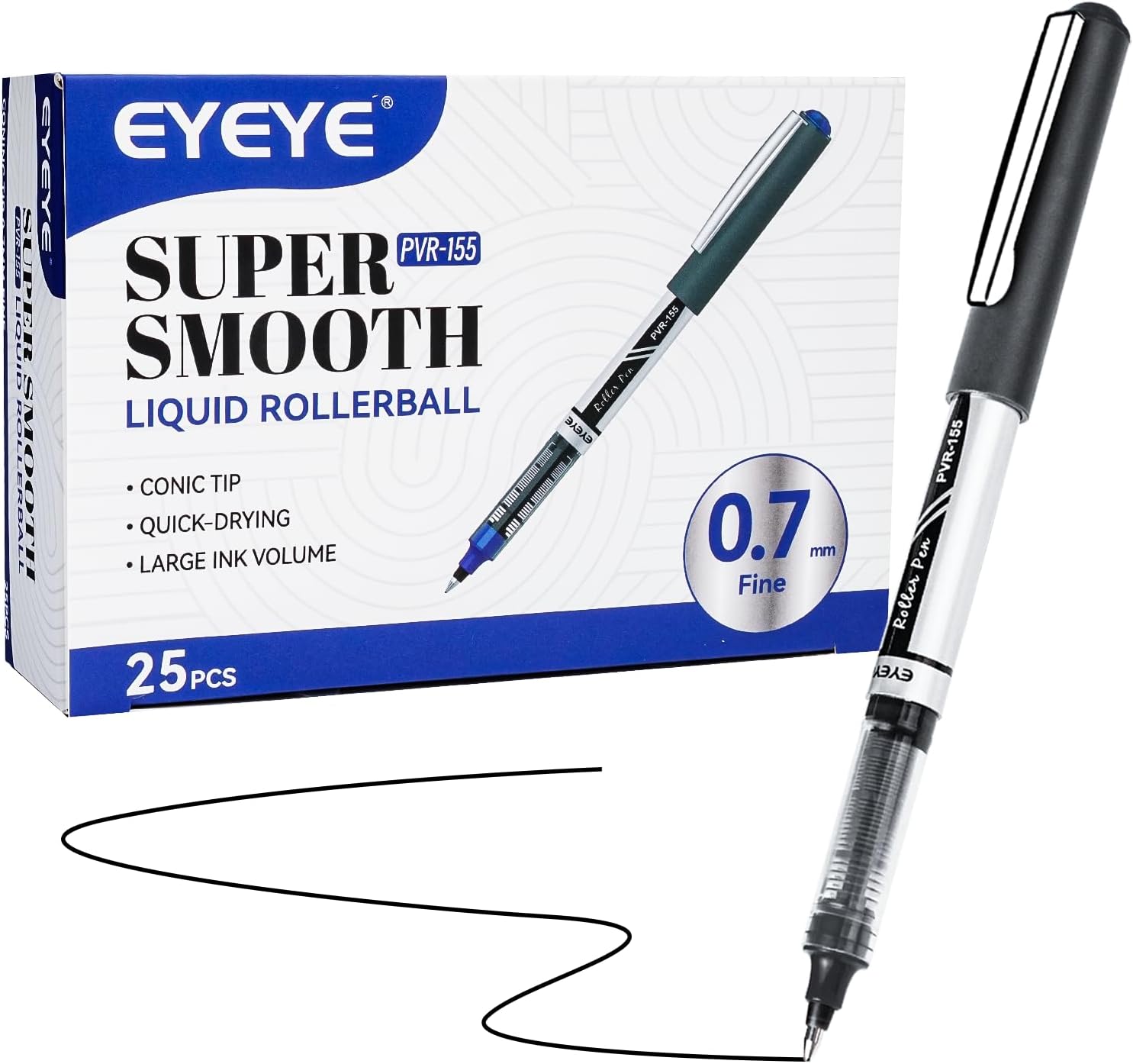 Amazon.com: EYEYE 0.7mm Black Roller Ball Pens 25 Pack, Medium Point ...