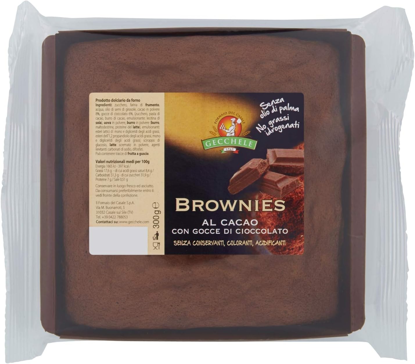 Gecchele Brownies al Cacao, con Gocce di Cioccolato, 300g : Amazon.it ...