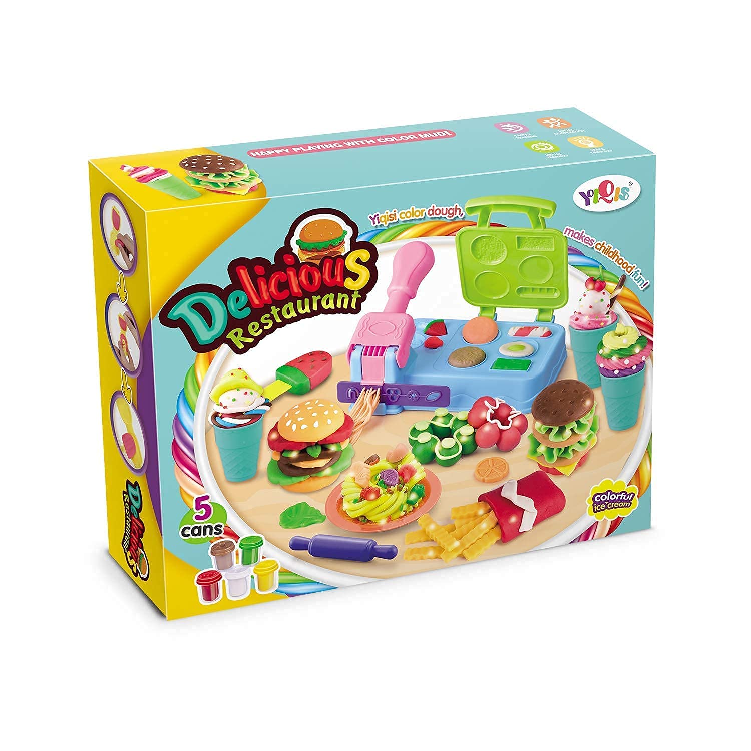 HASAYAQI Playdough Kitchen Creations Set Breakfast Burger and Pasta ...