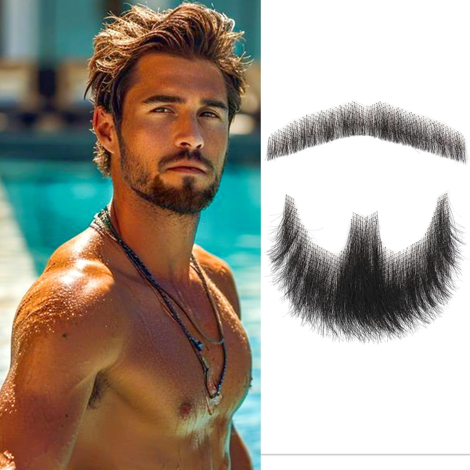 Amazon.com : Alinyasha Fake Beard Realistic 100% Human Hair Full Hand ...