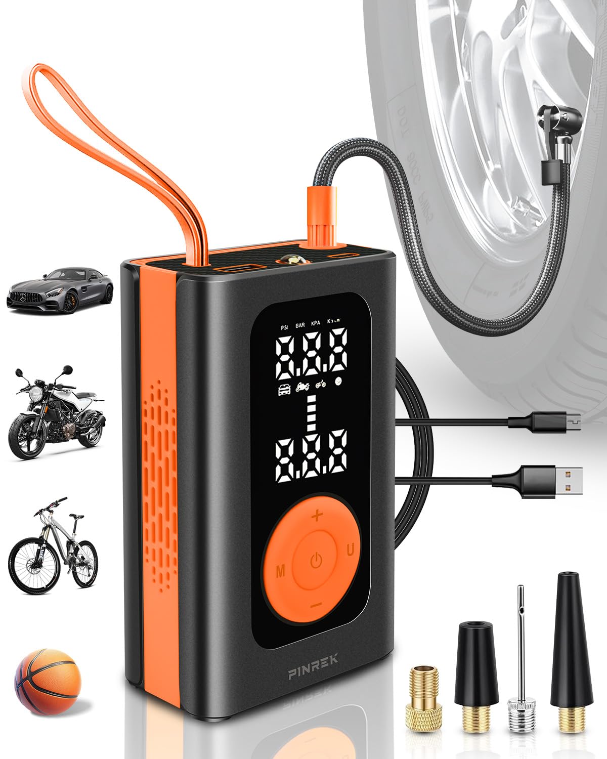Buy PINREKPortable Tire Inflator Digital Air Compressor, MU-001 150PSI ...