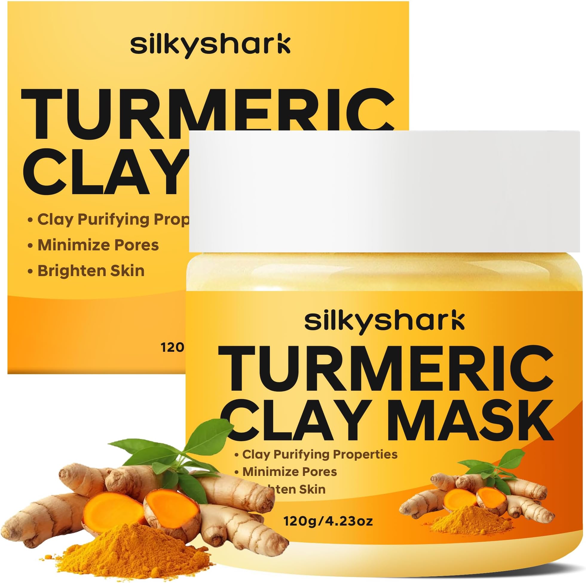Amazon.com : SilkyShark Turmeric Clay Mask (4.23 Oz), Vitamin C Clay ...