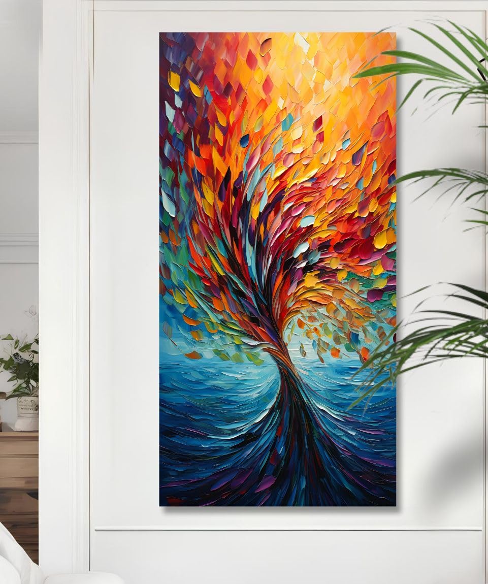 SAF paintings Unframed Rolled Art Print| Abstrat Tree Canvas Wall Art ...