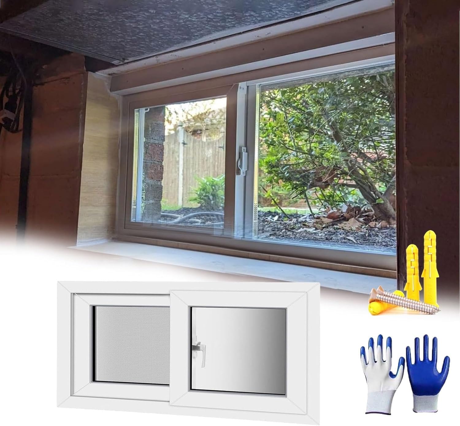 Amazon.com: 20-40in Basement Windows, Horizontal Sliding Window with ...
