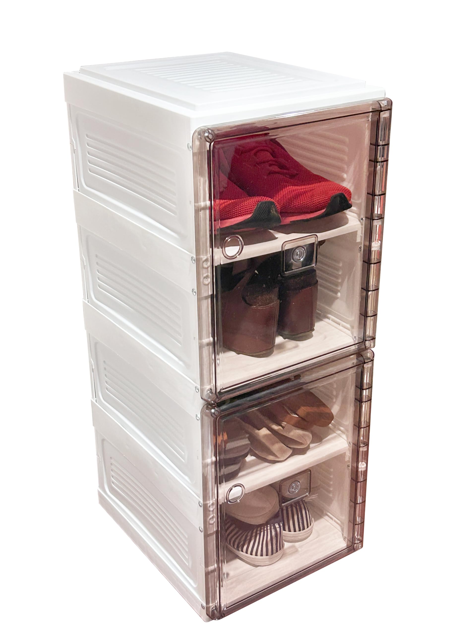 Amazon.com: Jokari Set of 4 Collapsible, Stackable Shoe Storage Shelves ...
