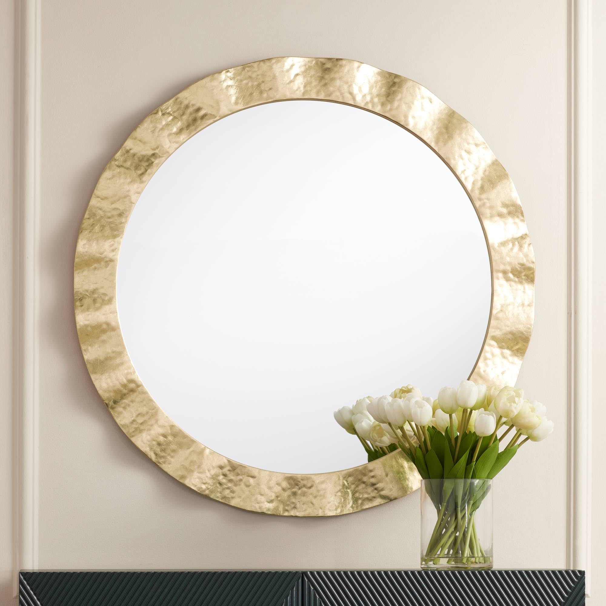Amazon.com: Uttermost Wave 32" Gold Round Wall Mirror : Home & Kitchen