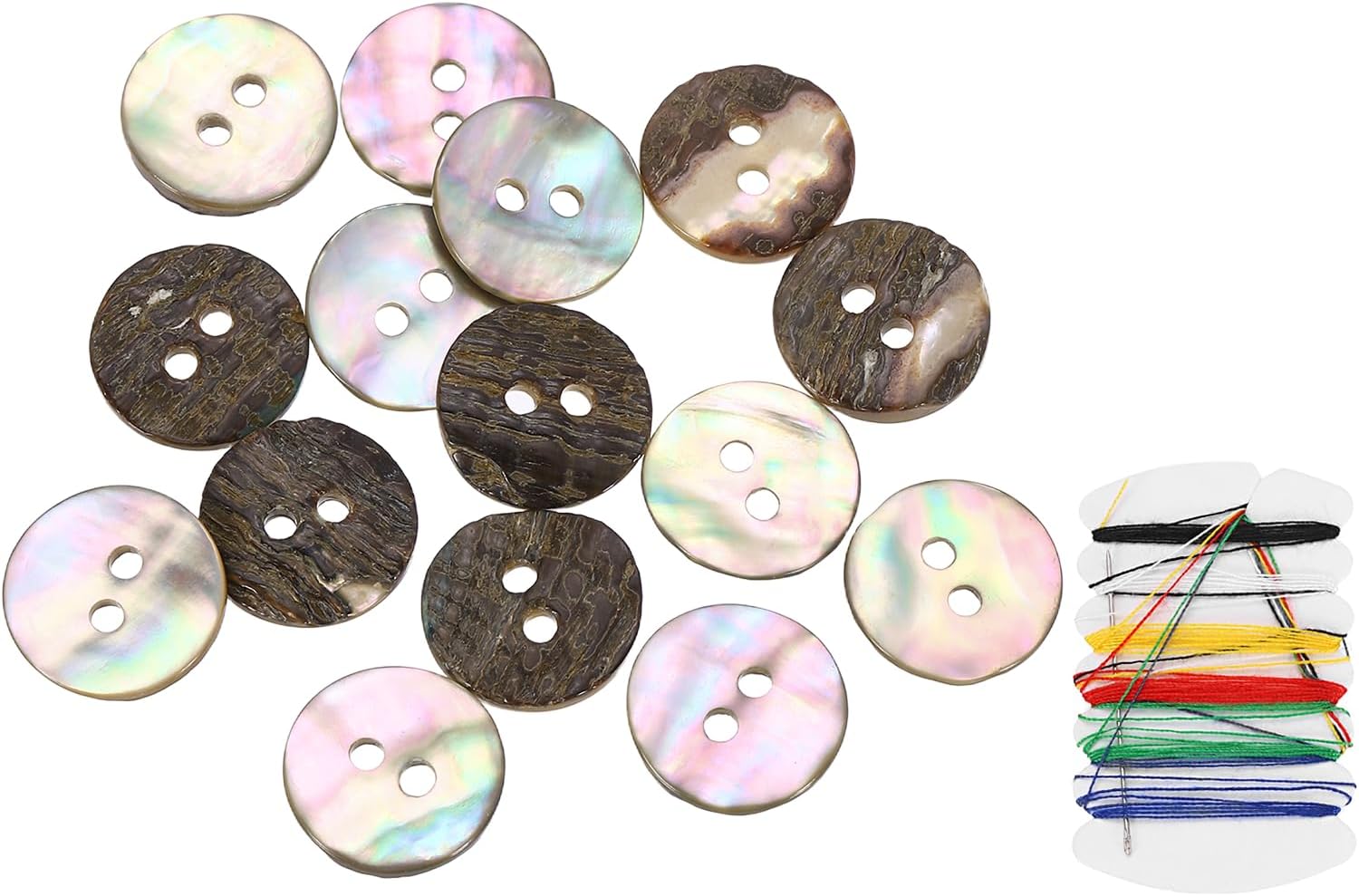 Amazon.com: uxcell 50Pcs Natural Shell Button, 2 Hole 12.5mm Mother of ...