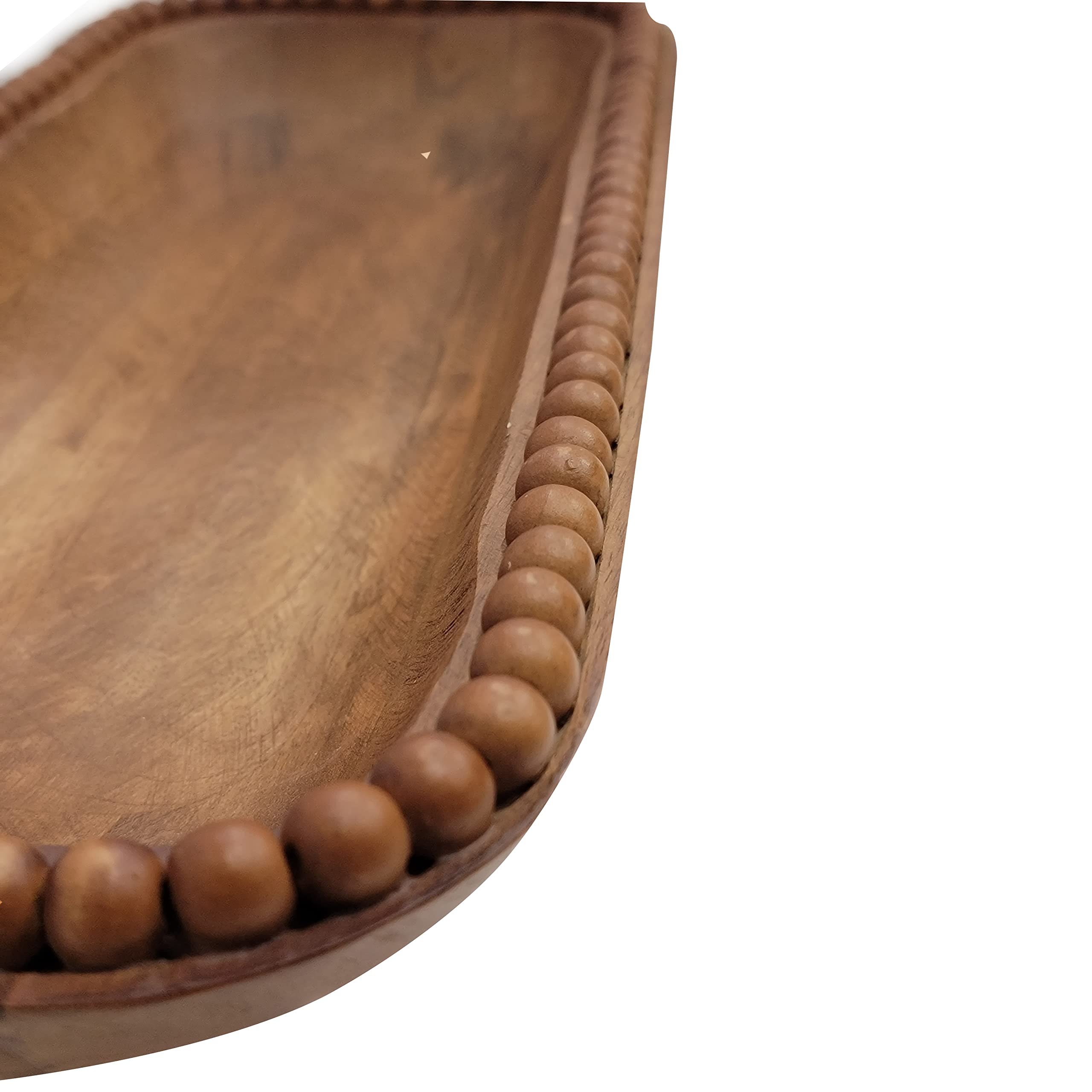 BNDPLUS Natural Brown Antique Vintage Beaded Dough Bowl, Wooden Long ...