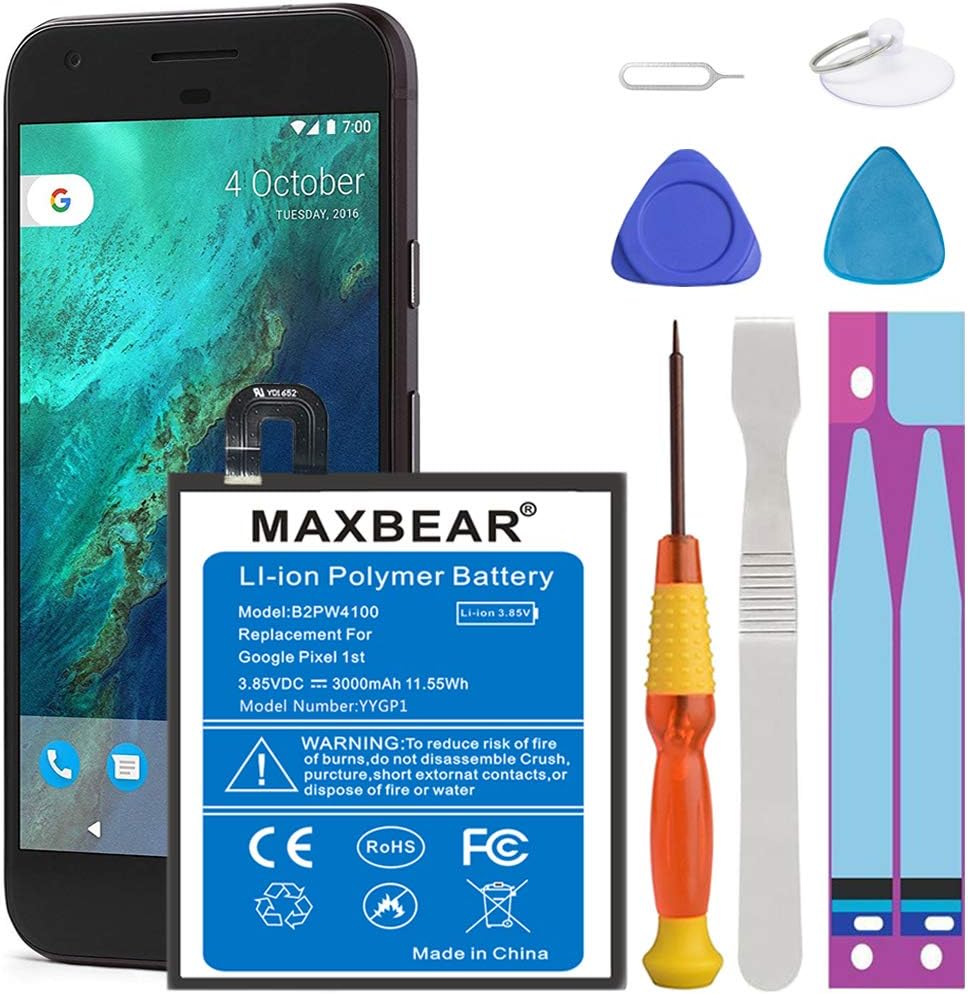 Amazon.com: Google Pixel Battery, (Upgraded) MAXBEAR 3000mAh Li-Polymer ...