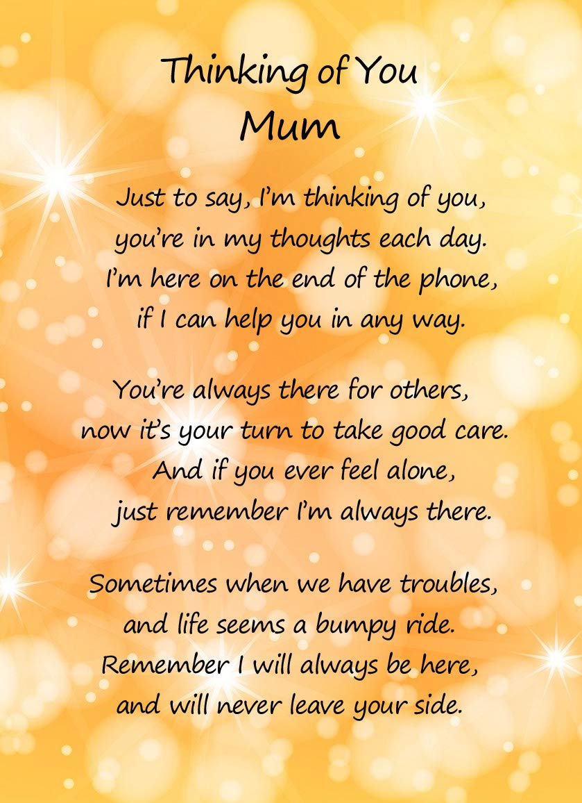 Thinking of You 'Mum' Poem Verse Greeting Card : Amazon.co.uk ...