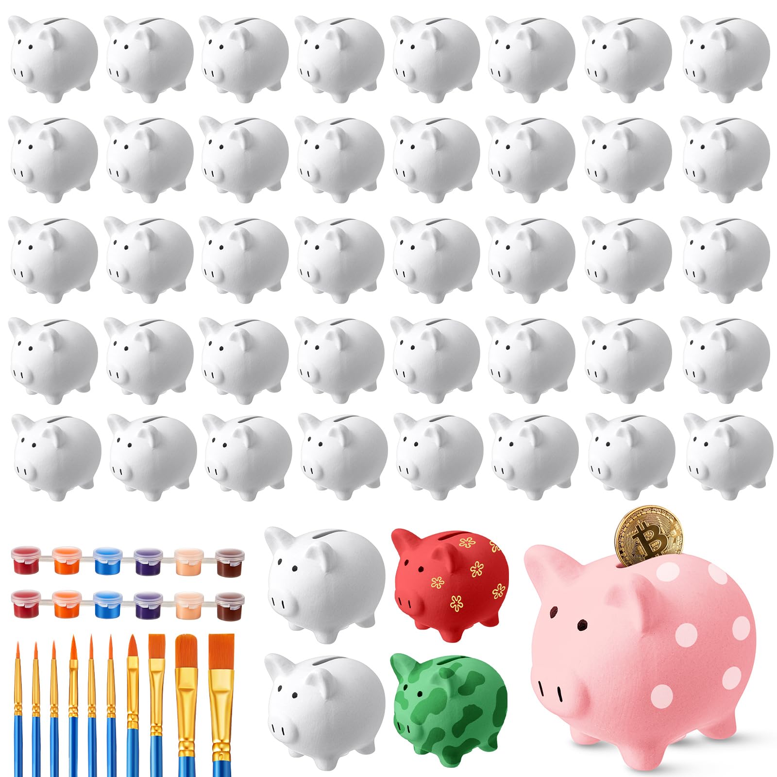 Amazon.com: Skybooly 48 Pcs DIY Ceramic Piggy Banks Pig Piggy Banks ...
