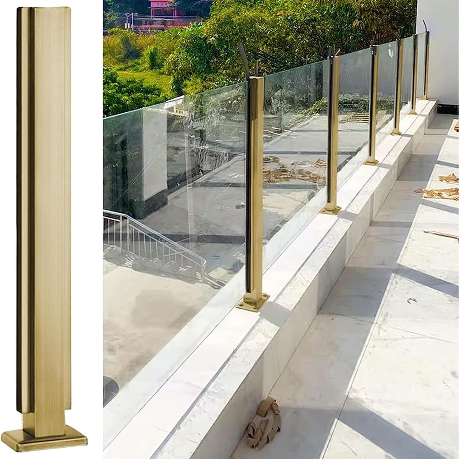 Amazon.com: Stainless Steel Glass Balustrade Post, Deck Railing/ Patio ...