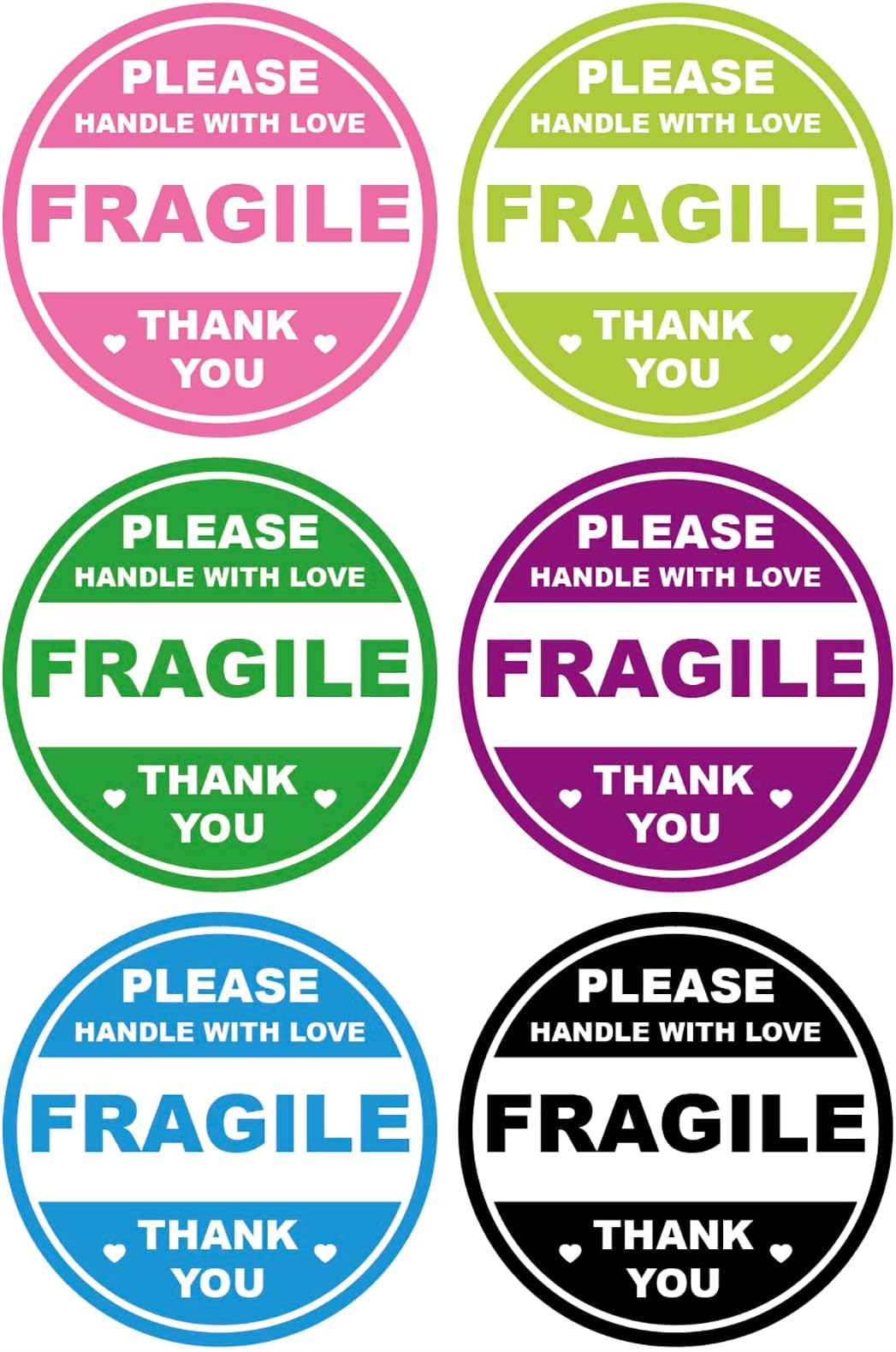 Amazon.com: 2 inch 300 PCS 6 Color Fragile Stickers for Shipping Please ...