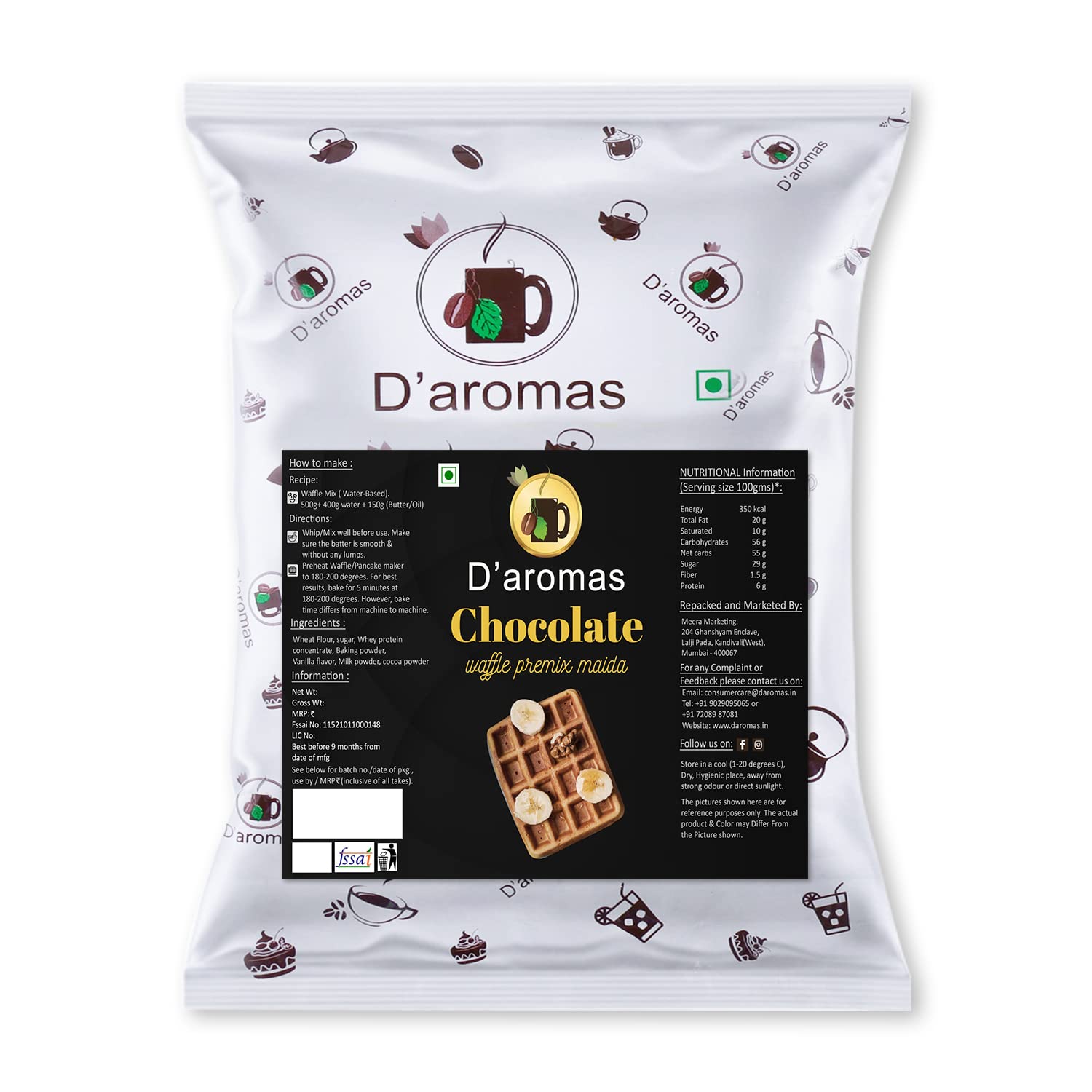 D'aromas Chocolate Maida Waffle Mix, Chocolate Maida Waffles Premix ...