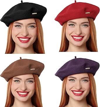 Amazon.com: Classic Wool Berets for Women, Stylish French Beret Hats ...
