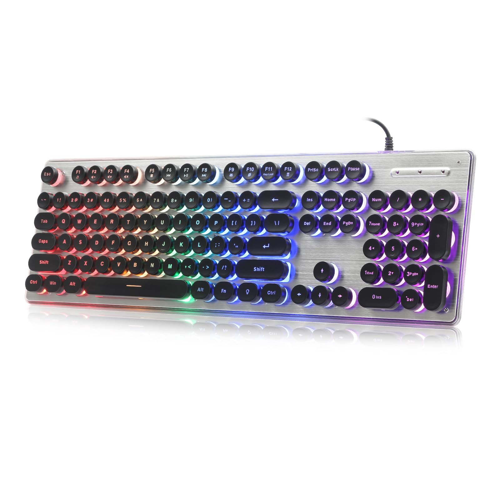 Amazon.com: ANSWK Typewriter Style Gaming Keyboard with Metal Panel ...