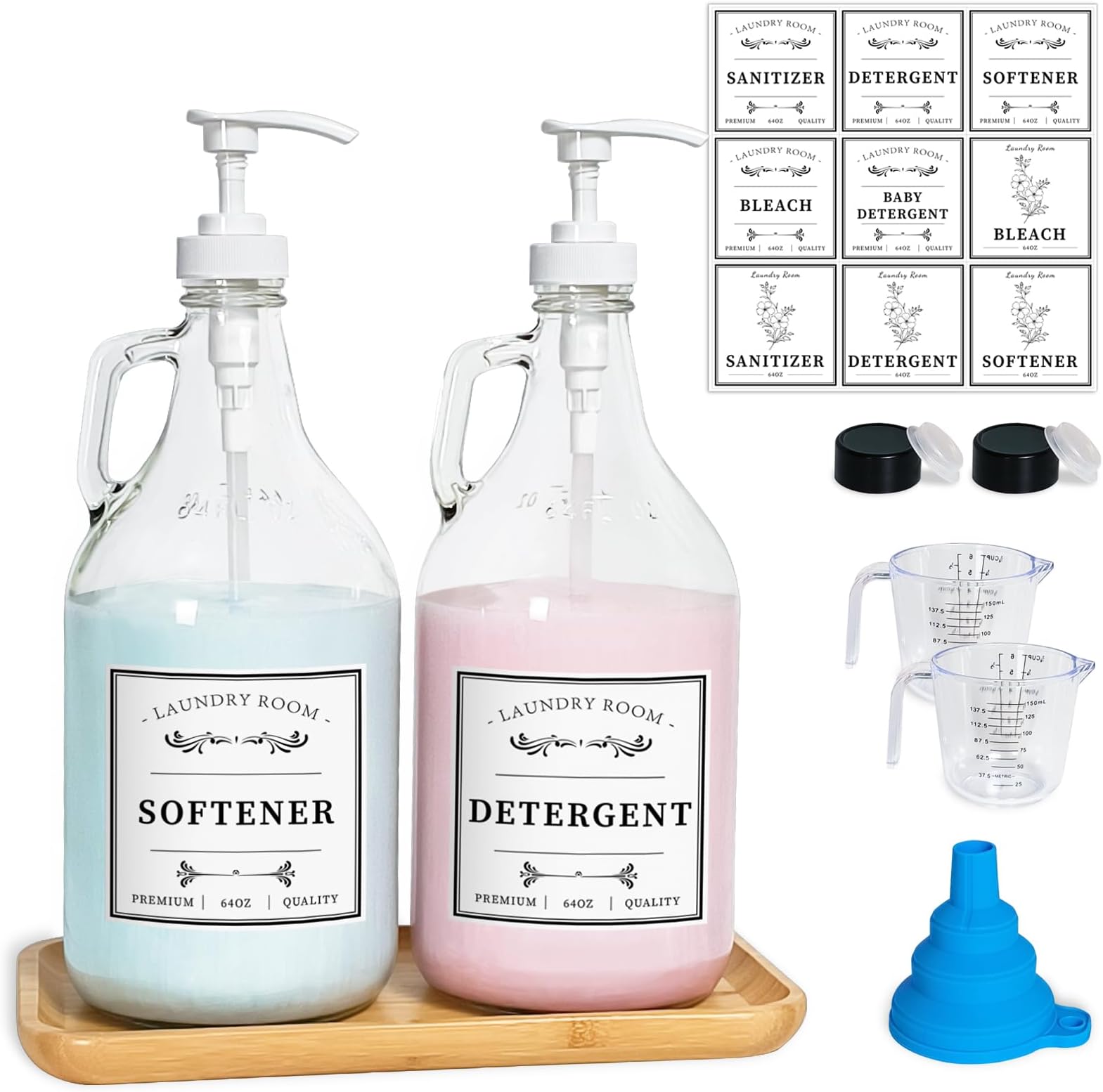 Amazon.com: 2 Pcs Glass Laundry Detergent Dispenser, Half Gallon Liquid ...