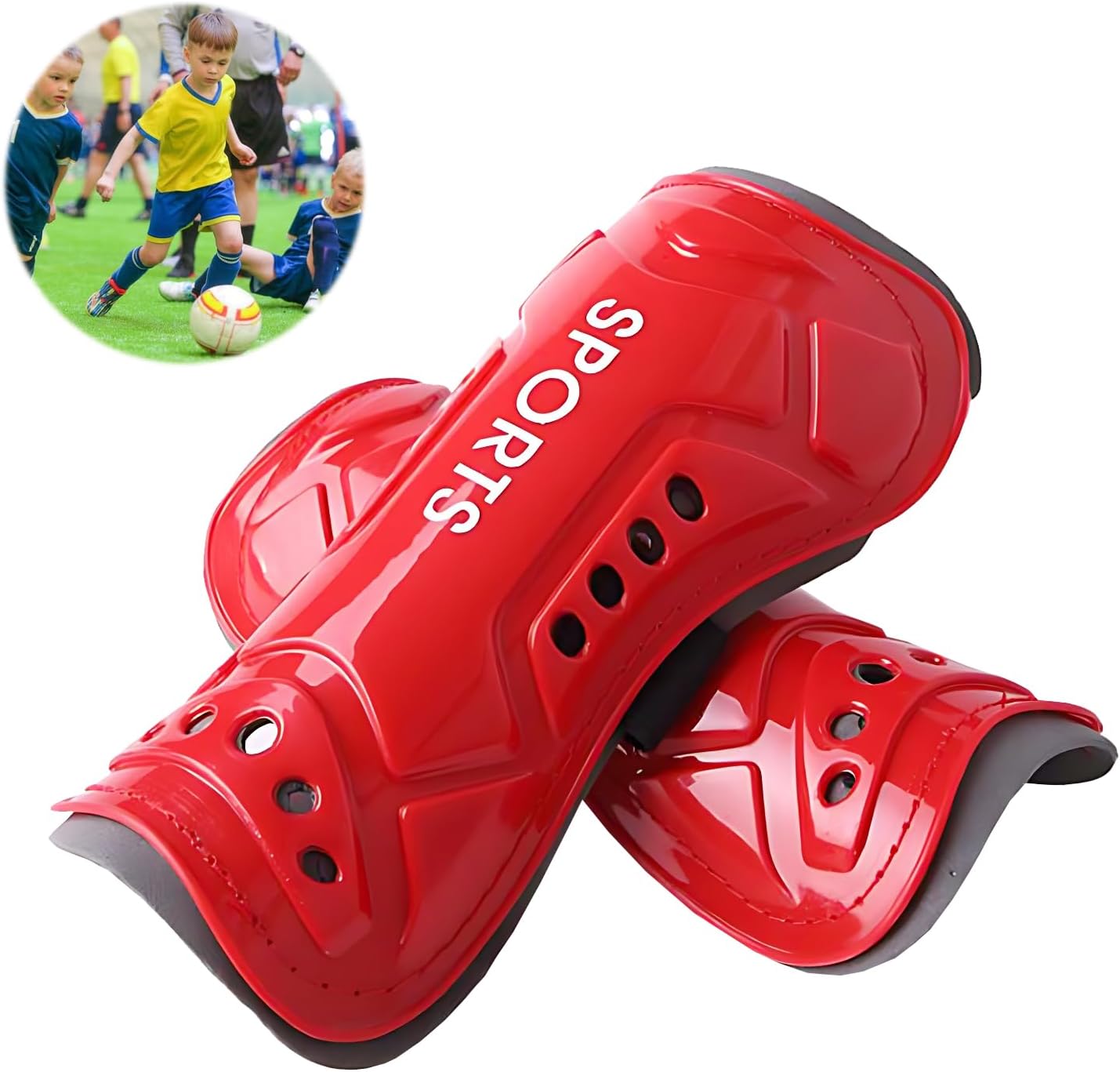 Kids Shin Guards, Child Soccer Shin Pads Perforated Breathable Soccer ...