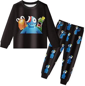 Amazon.com: Boys Rainbow Friends Pants Sets Kids Blue Long Sleeve Tee ...