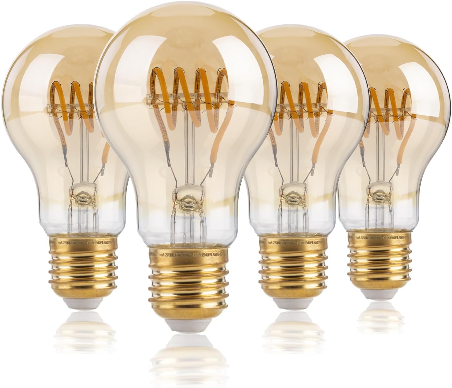 FLSNT Dimmable LED Edison E27 Screw Bulb, A60 Retro LED Spiral Filament ...