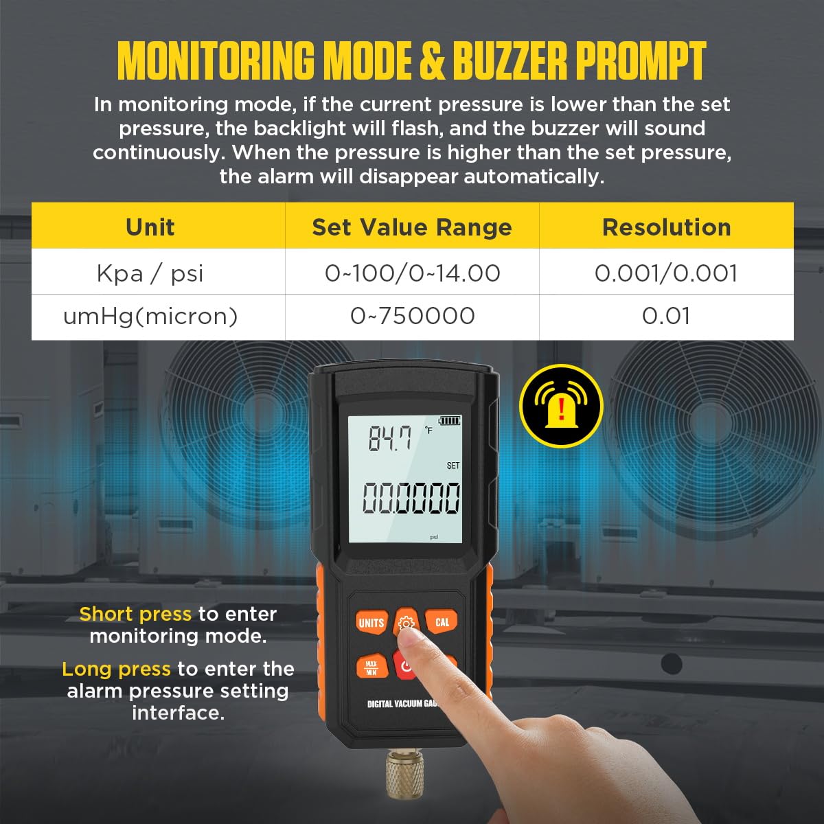 Snapklik.com : Digital Vacuum Gauge Micron Gauge HVAC 0-14.5Psi/100Kpa ...
