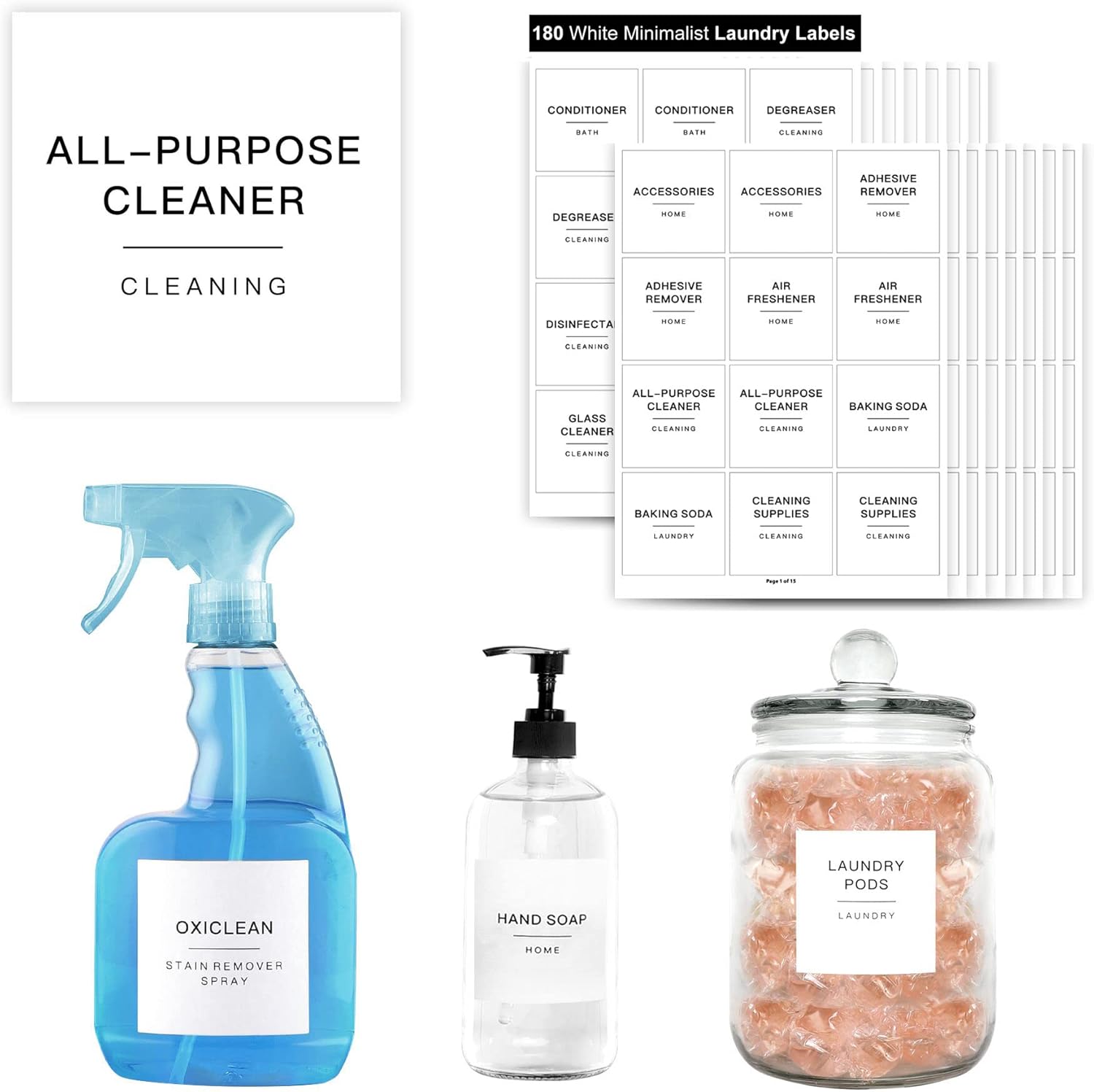 Amazon.com: 180 Minimalist Laundry Labels for Jars, Laundry Stickers ...