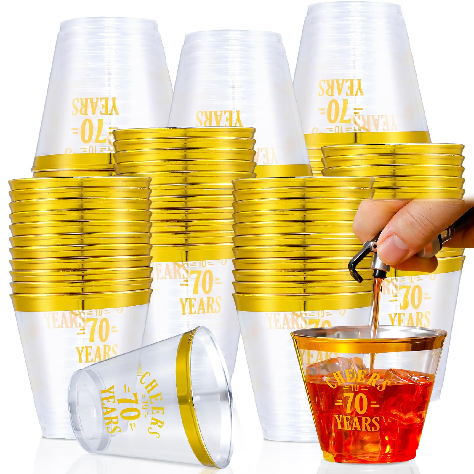 Snapklik.com : Roshtia 100 Pcs Cheers To 70 Years Clear Plastic Cups 9 ...