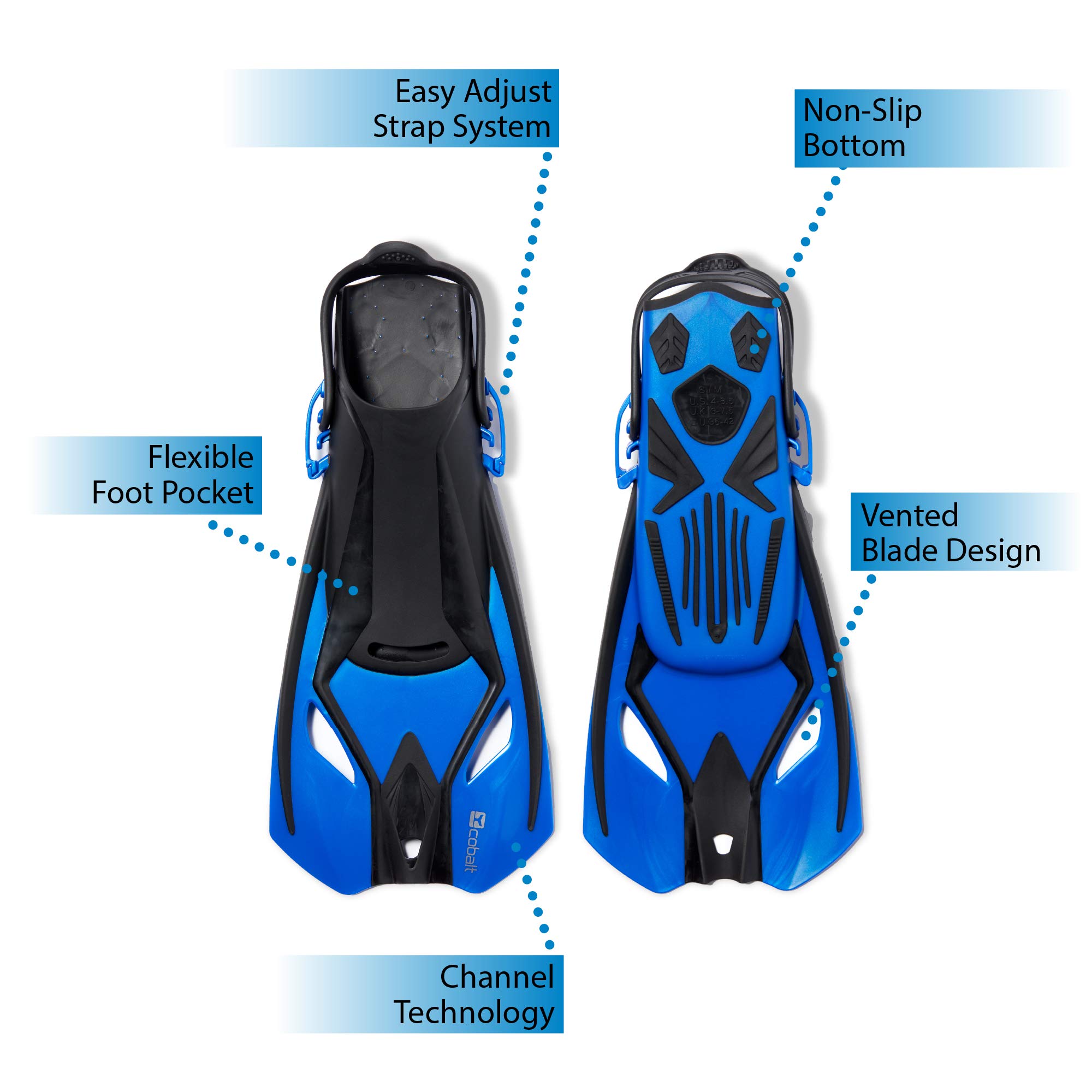 Snapklik.com : Cobalt Cabo Adjustable Snorkel Fins - Travel Ready ...