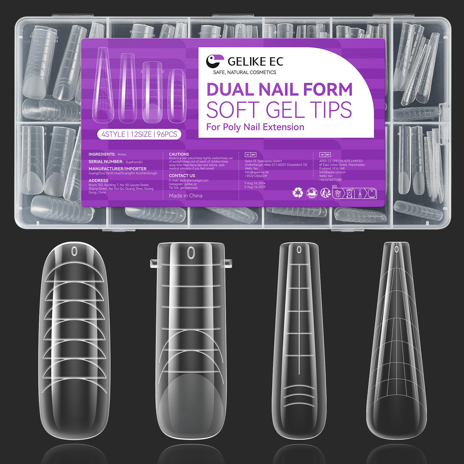 Amazon.com: Gelike ec Poly Gel Nail Forms: 96pcs Dual Forms For Polygel ...