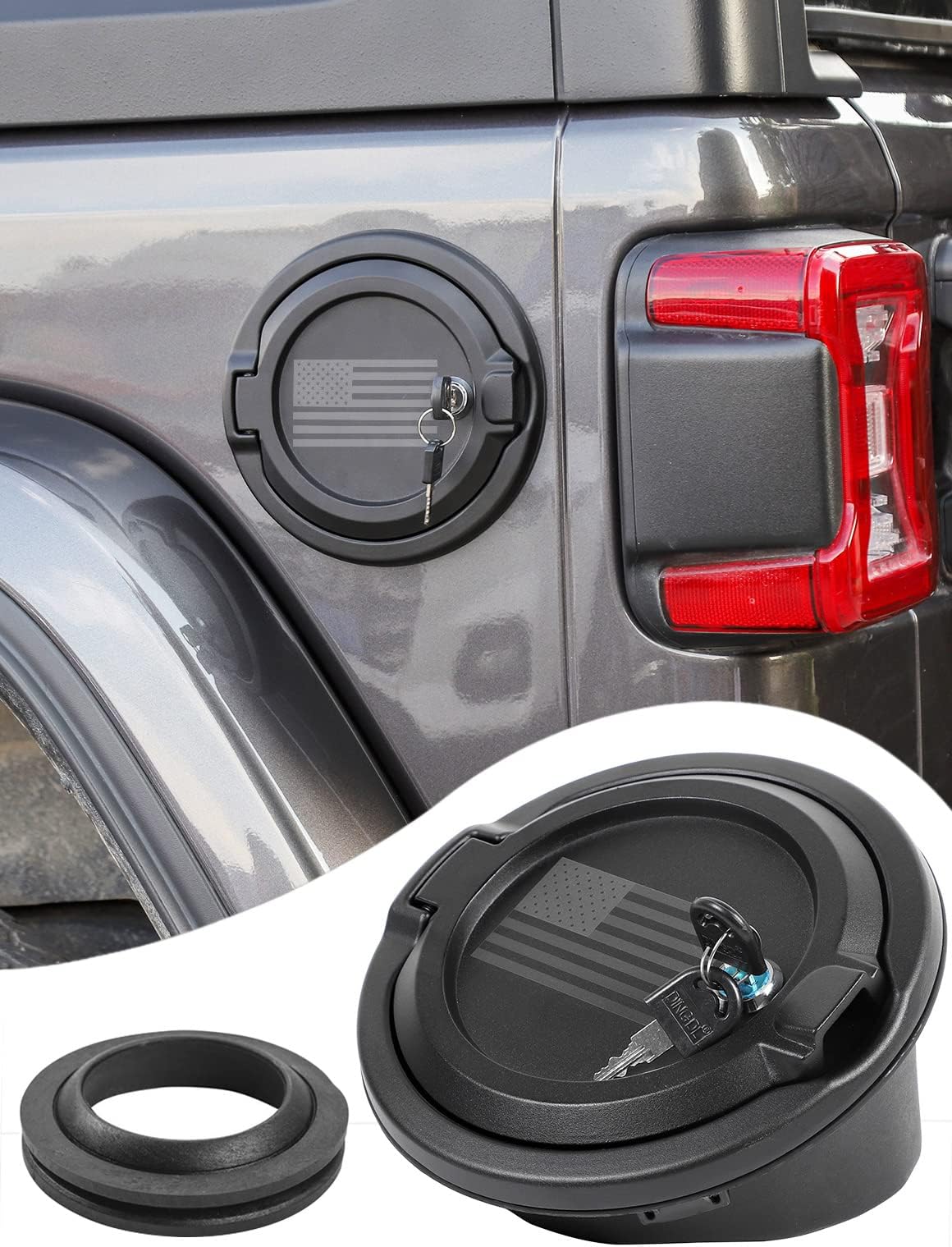 Amazon.com: Savadicar Locking Gas Cap Cover, American Flag Fuel Tank ...