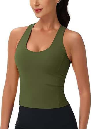 Amazon.com: MAGCOMSEN Women's Workout Tank Tops with Built in Bra ...