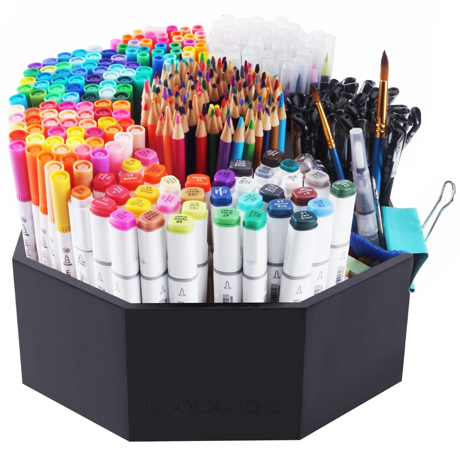 Amazon.com: walowalo Bamboo Rotating Art Supply Organizer Christmas ...