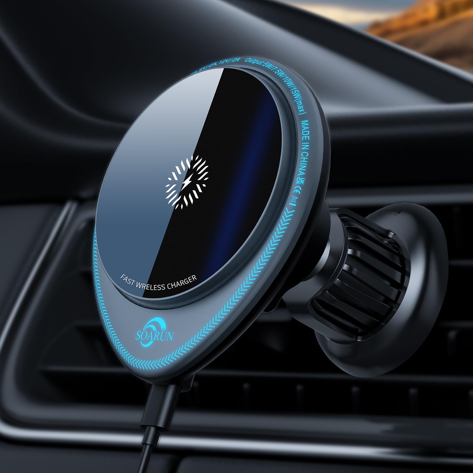 Amazon.com: SOARUN for MagSafe Car Mount Charger,15W Fast Charging LED ...