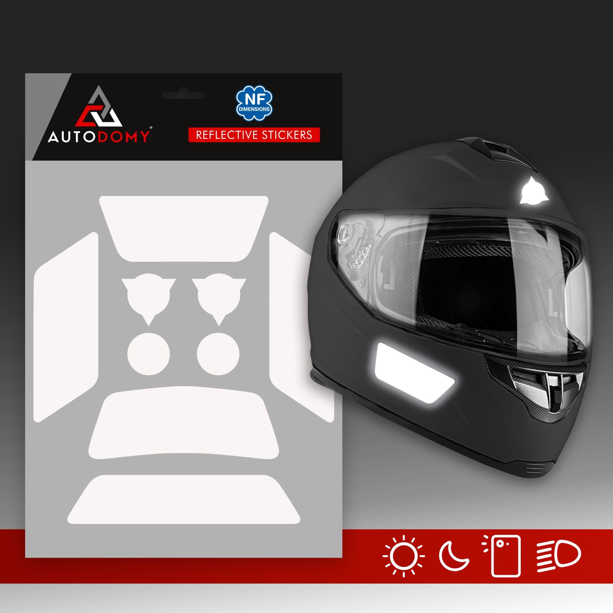 Reflective Motorcycle Helmet Decals VFLUO Kit Of Reflective Stickers