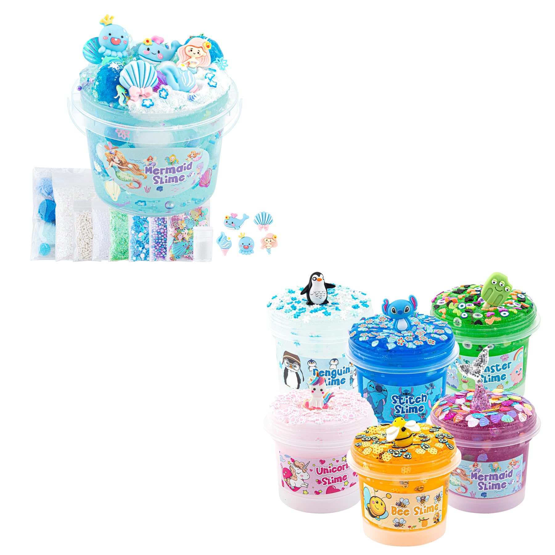 Amazon.com: 6 Pack Animal Slime Kit & Mermaid Slime Kit 300mL : Toys ...