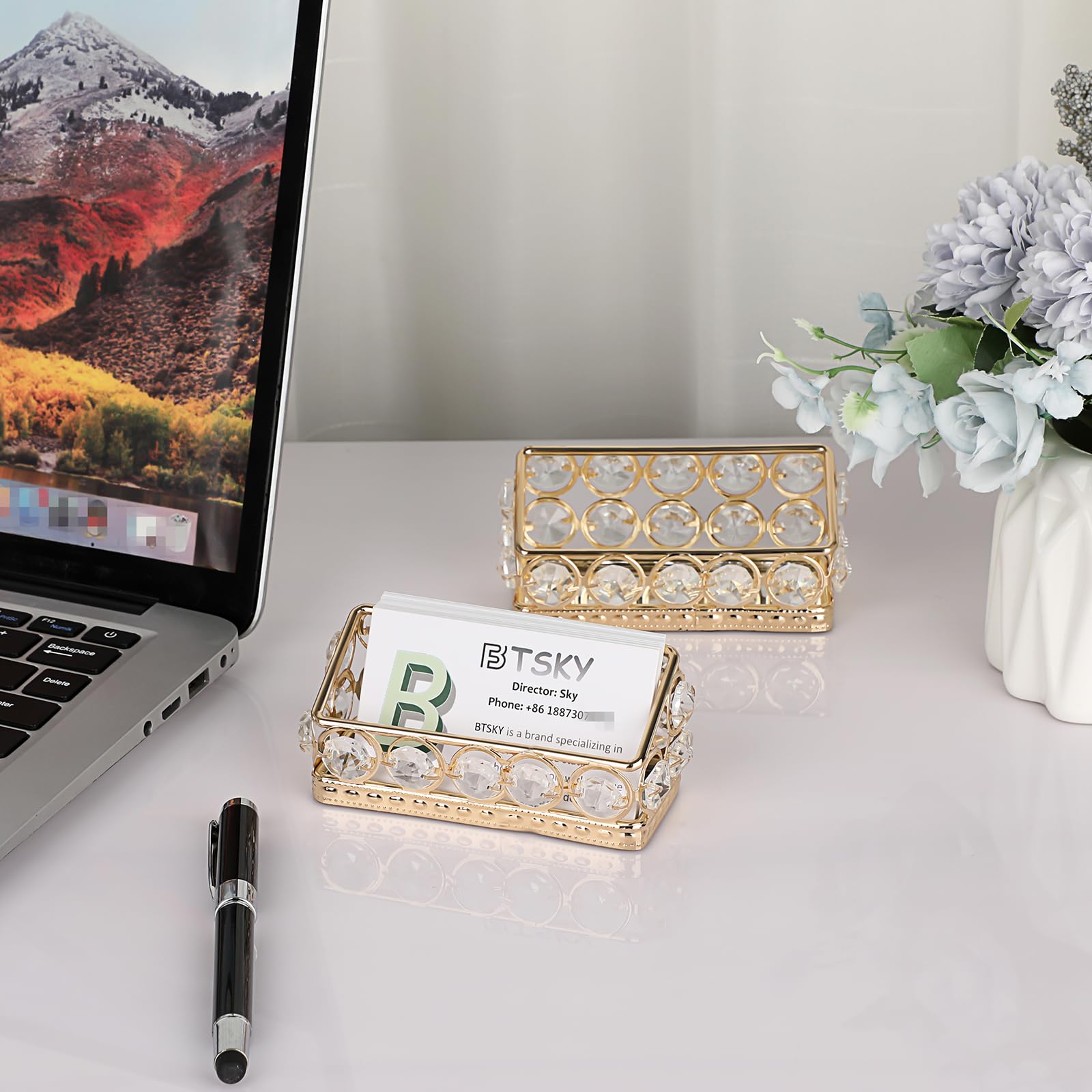 Card Holder 2 Pcs Stainless Steel Business Light Gold Professional Name ...