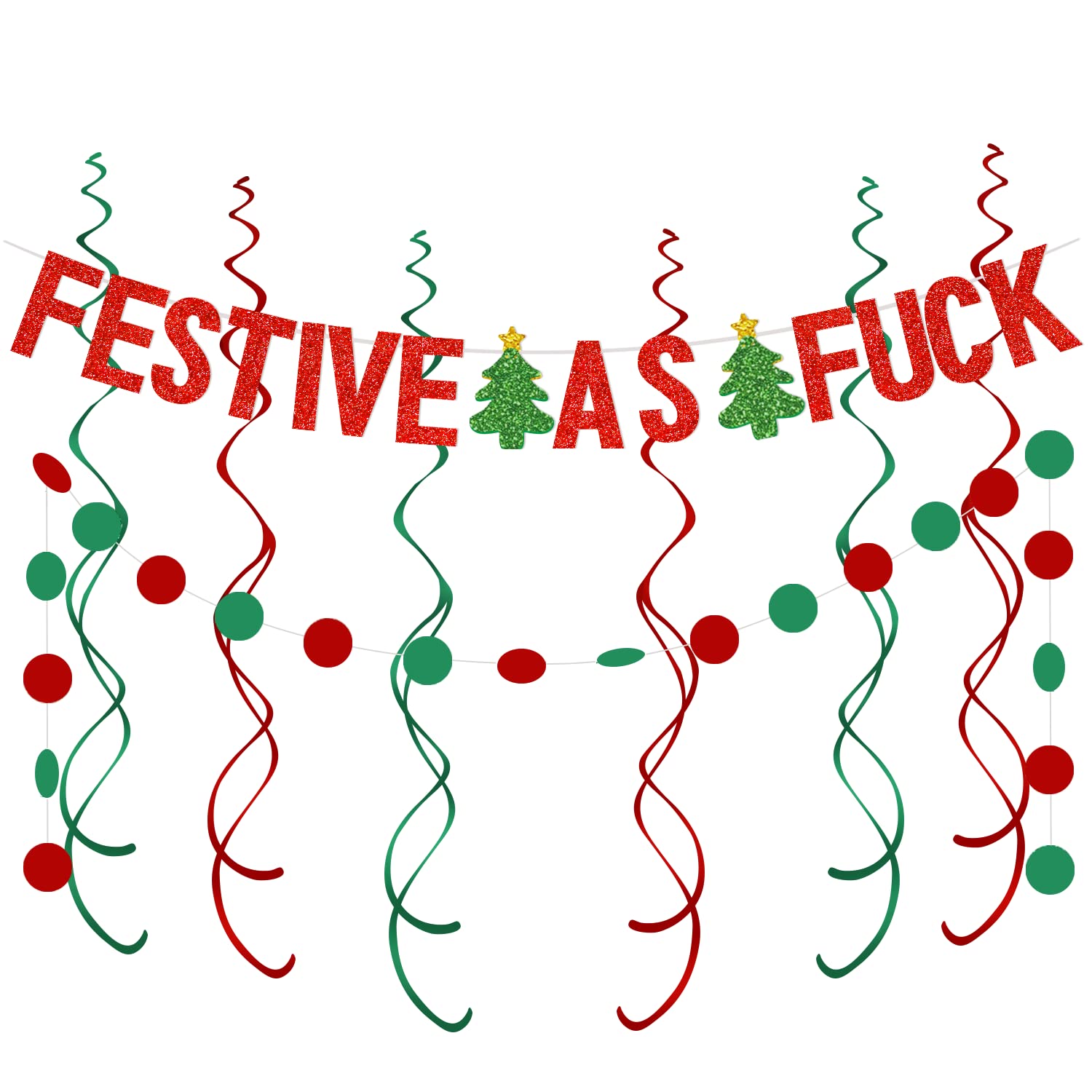 Amazon.com: Glitter Festive As Fuck Banner,Christmas Banner with ...