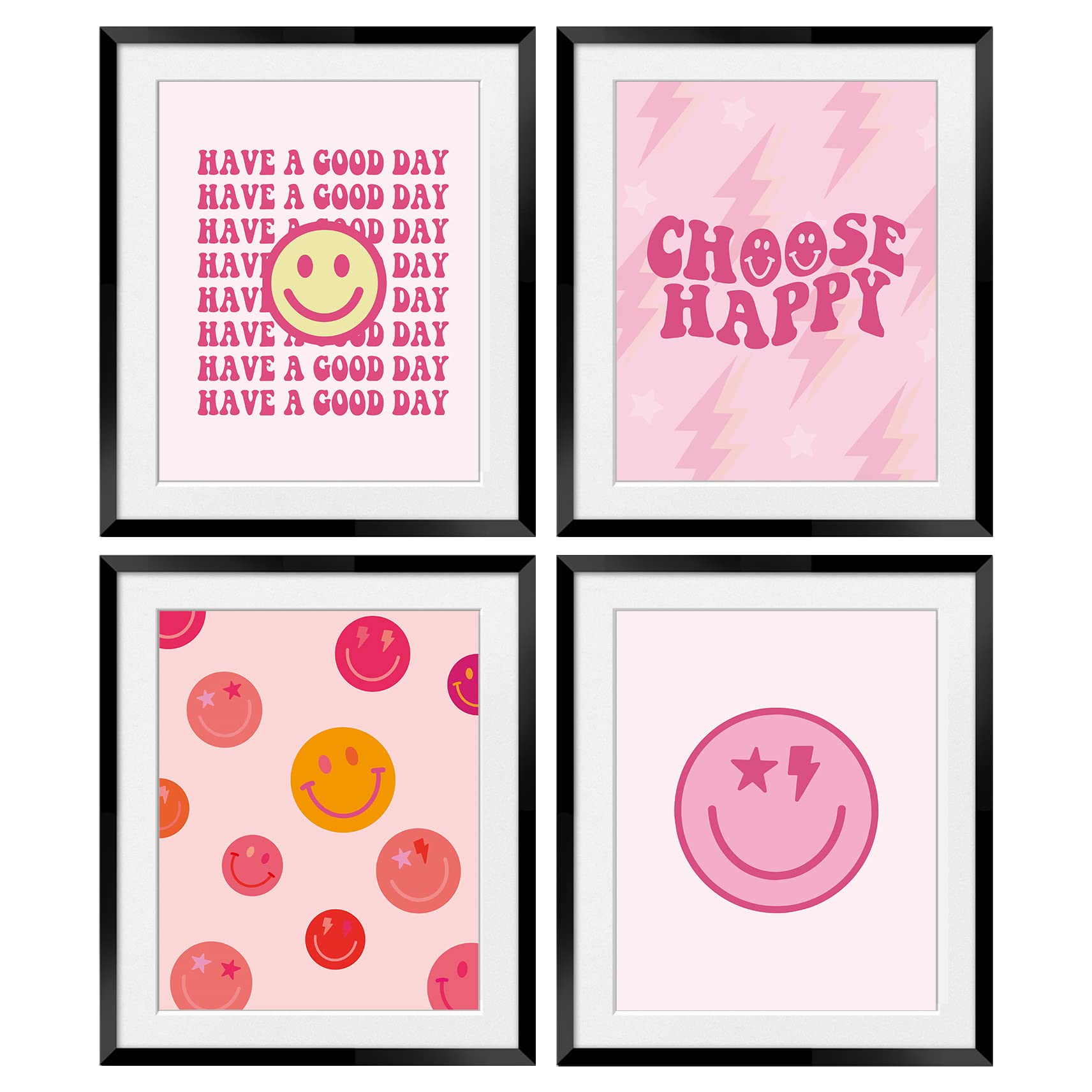 Buy OGILRE Pink Smiley Face Preppy Inspirational Quotes Choose Happy ...