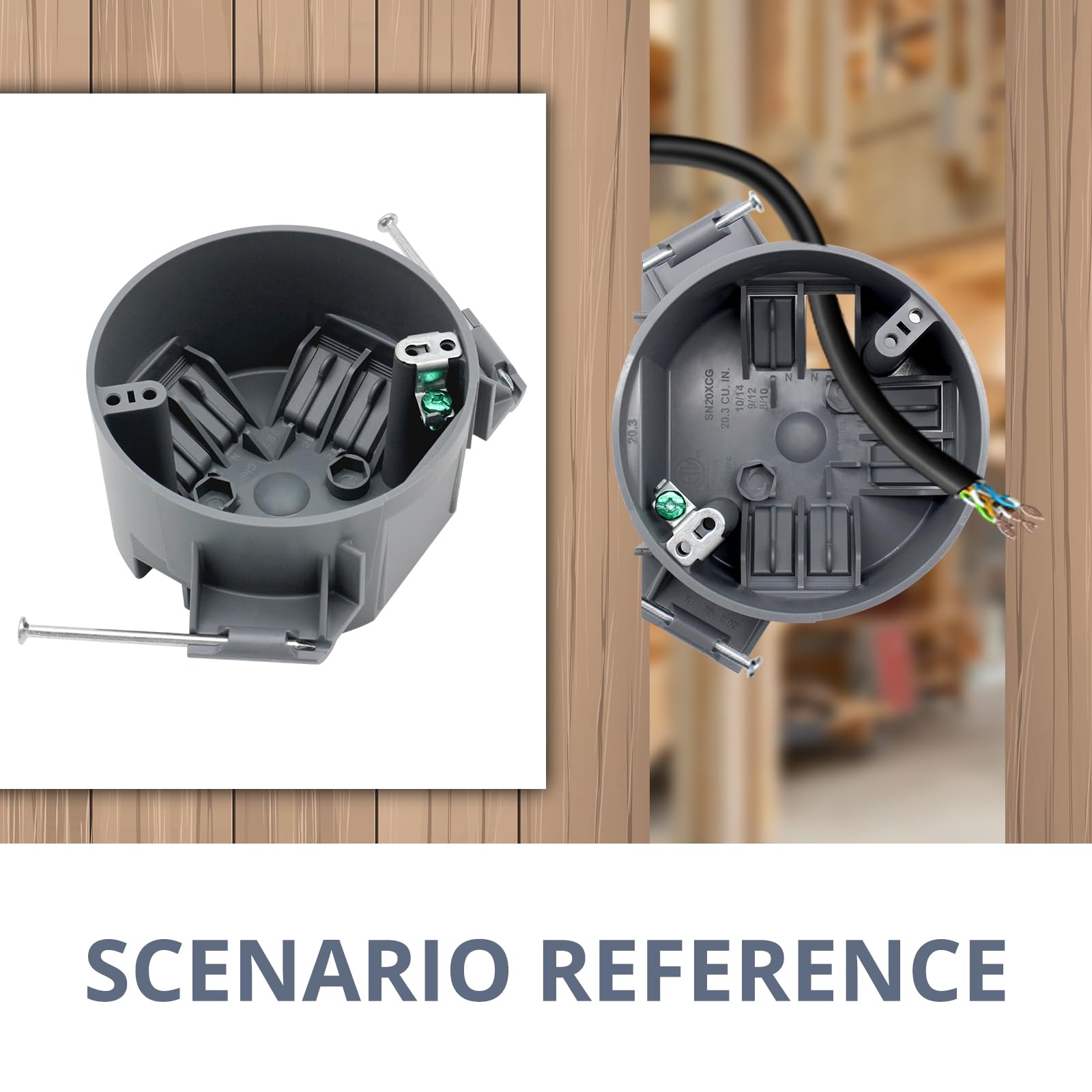 Snapklik.com : AIRTAK 1 Gang Round Electrical Box,Groundable PVC New Construction Ceiling ...