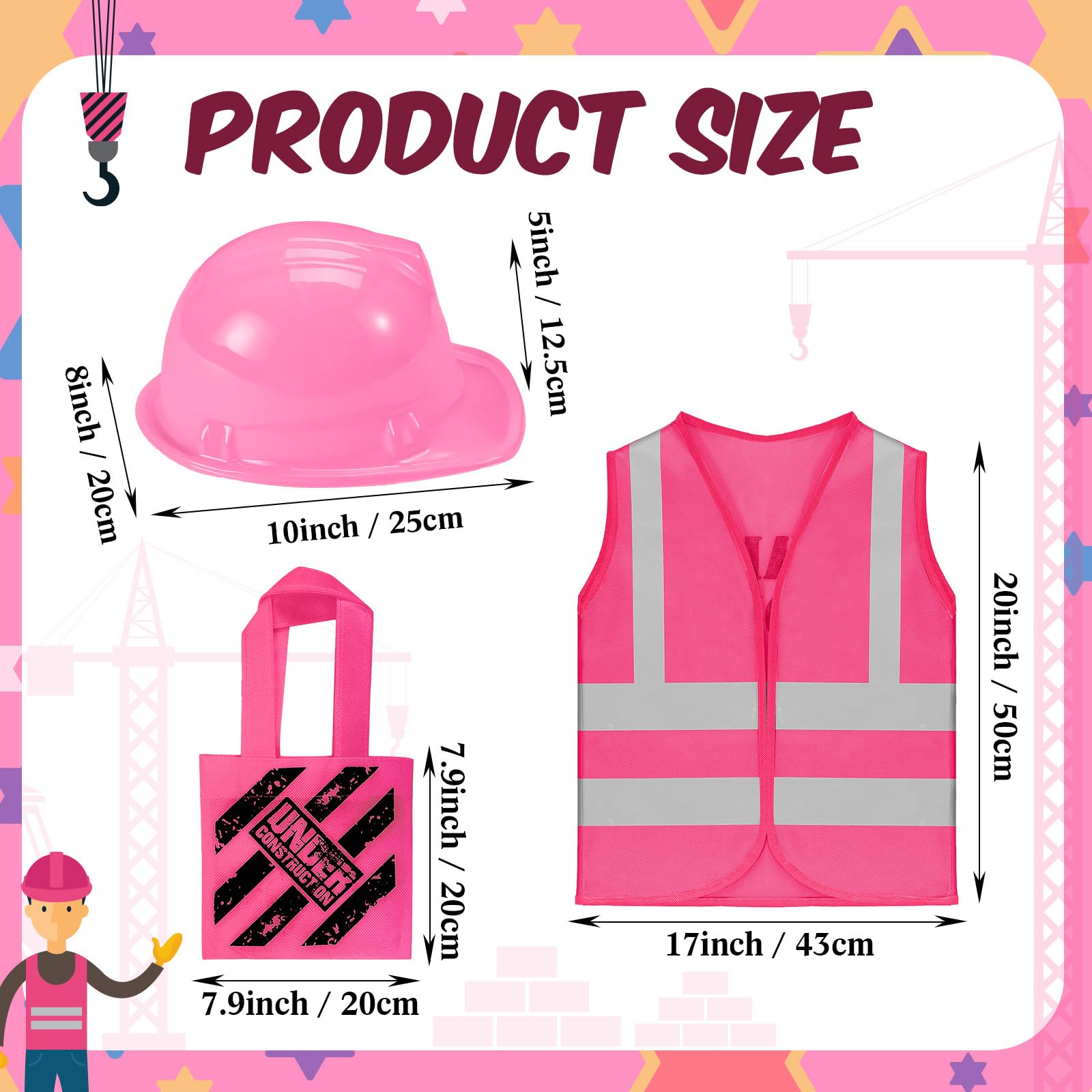 SATINIOR 24 Pcs Construction Dress up Supplies Construction Costume ...