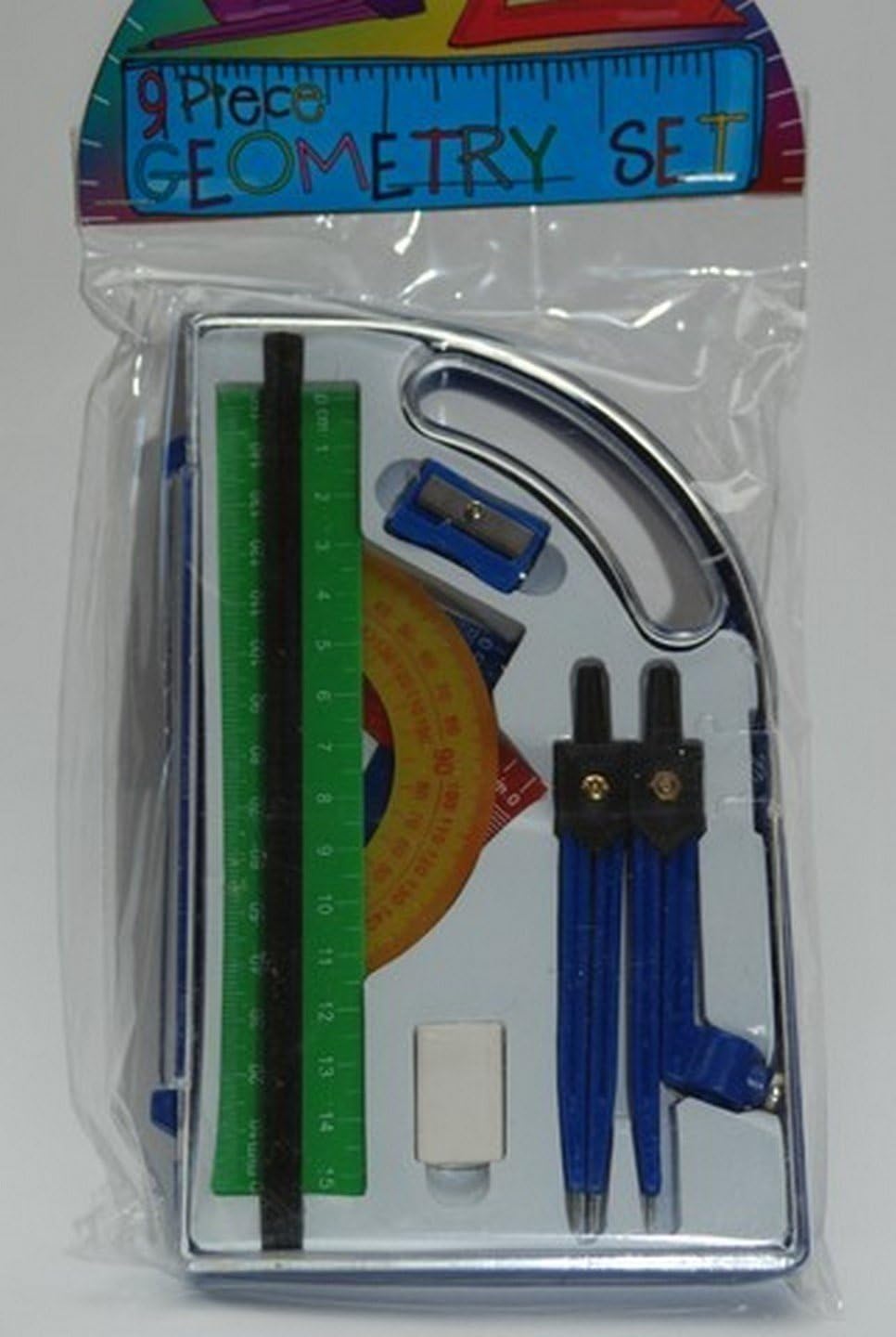 Lovely 9 Piece School Geometry Set in Case : Amazon.co.uk: Stationery ...