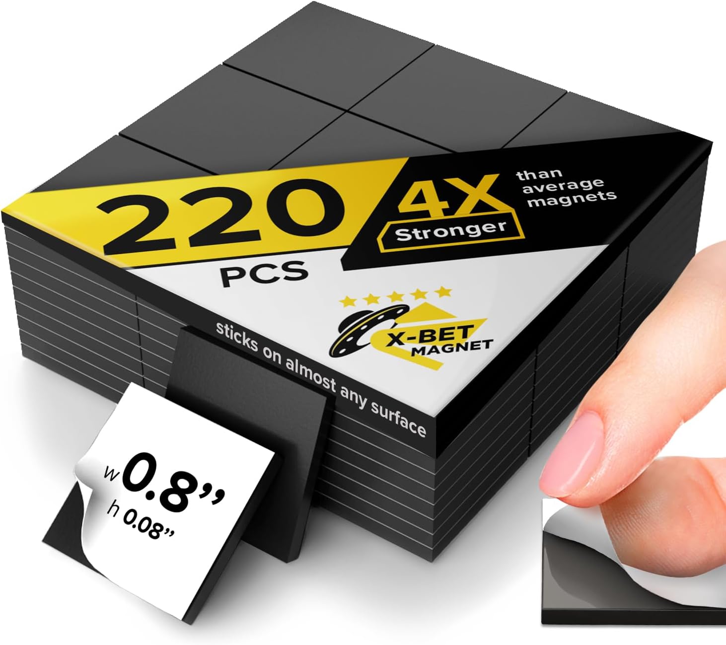 Amazon.com: Magnetic Squares 220 Pcs - Self Adhesive Magnetic Squares ...