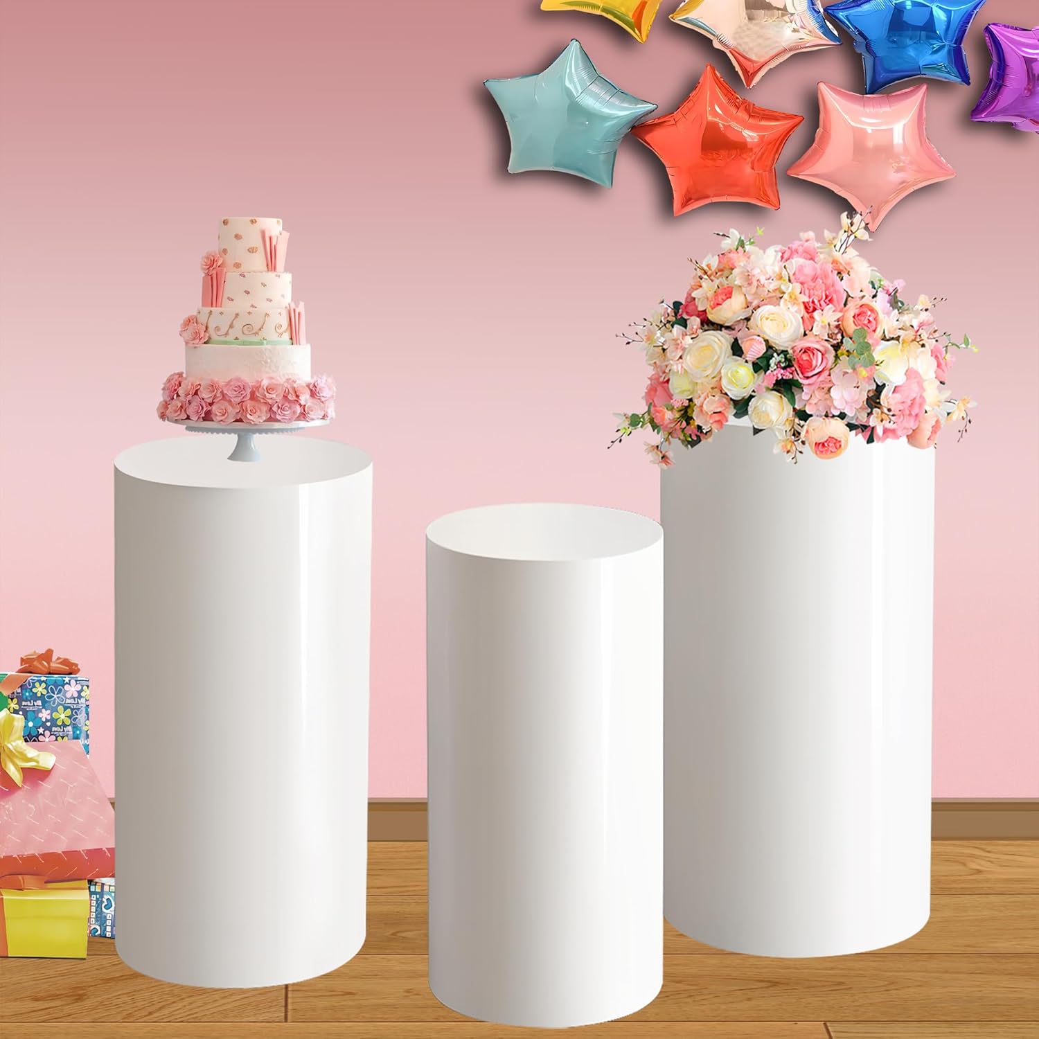 Amazon.com: HYCBTC Metal Pedestal Stand, White Cylinder Stand for Home ...