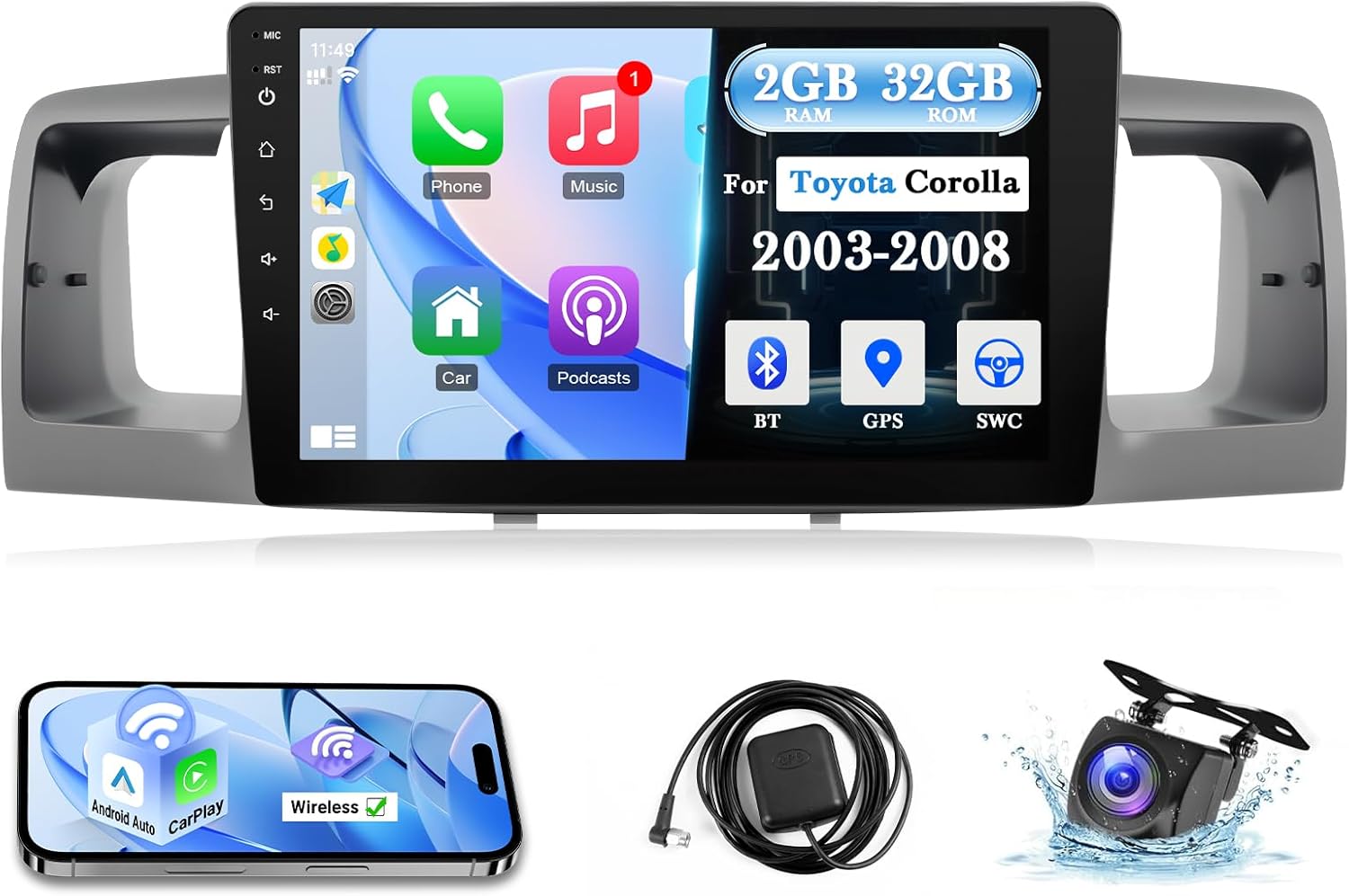 Amazon.com: Leadfan Android Car Radio Stereo for Toyota Corolla 2003 ...