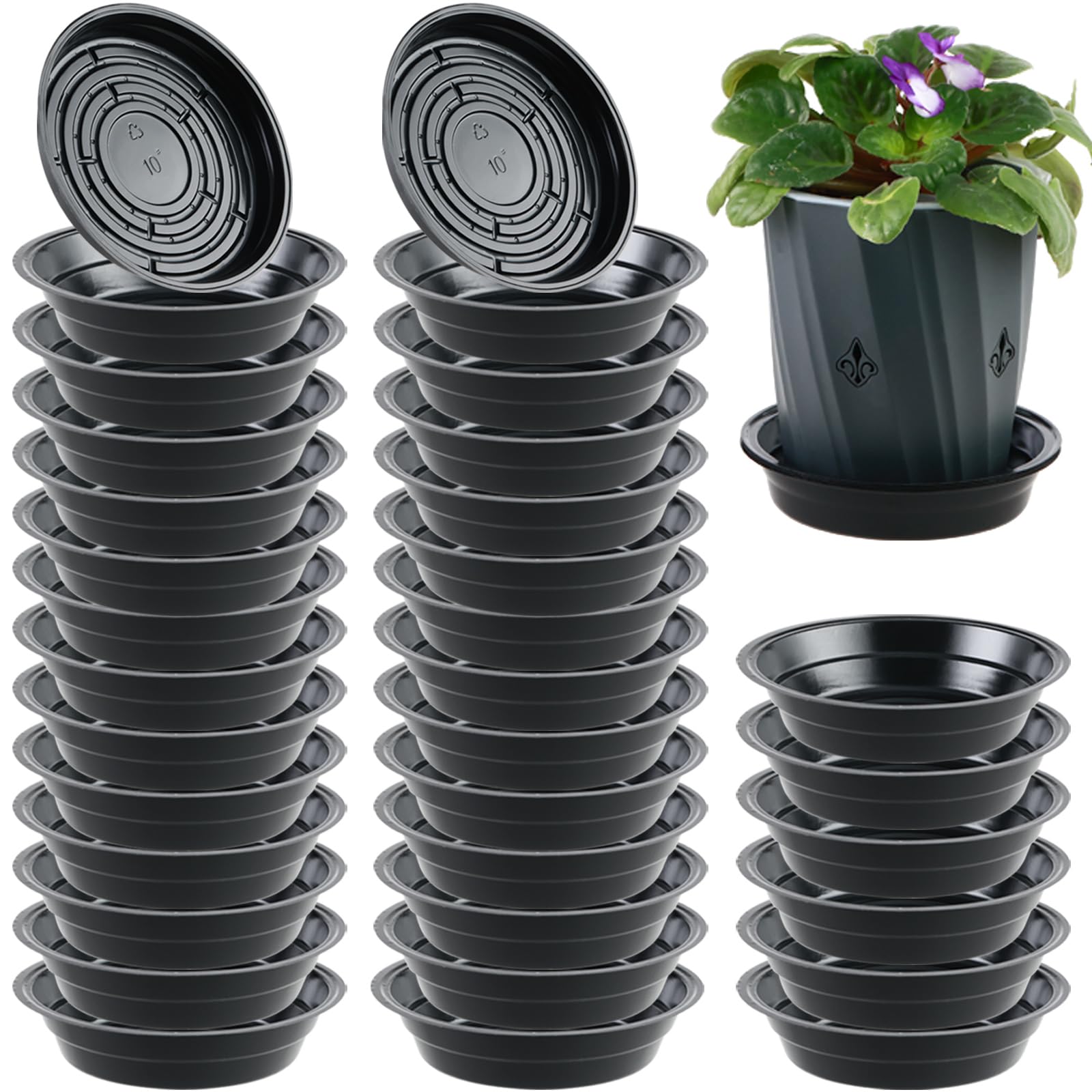 Snapklik.com : 30 Packs 10 Inches Large Plant Saucers For Indoor ...
